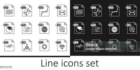 Set Line Ruby File Document Avi Svg Raw Ppt Png Html And Msg Icon