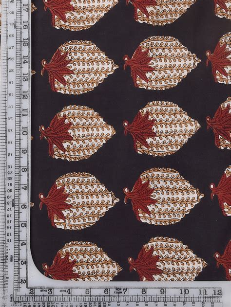 Bagru Black Natural Dyed Flower 3 Pattern Cotton Cambric Fabric Itminan