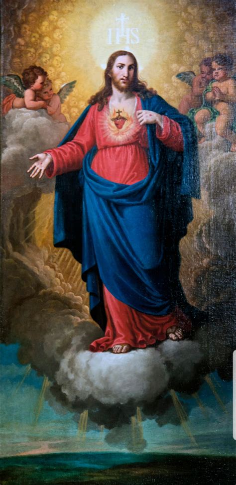 Sacred Heart Of Jesus Christ Heaven Wall Art Celestial Art Angels Etsy