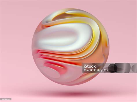 밝은 분홍색 배경에 노란색과 주황색 색상의 광택 부분이있는 무광택 흰색 알루미늄 금속 소재의 유기 곡선 둥근 물결 모양의 부드럽고 부드러운 바이오 형태로 내부에 물체가있는