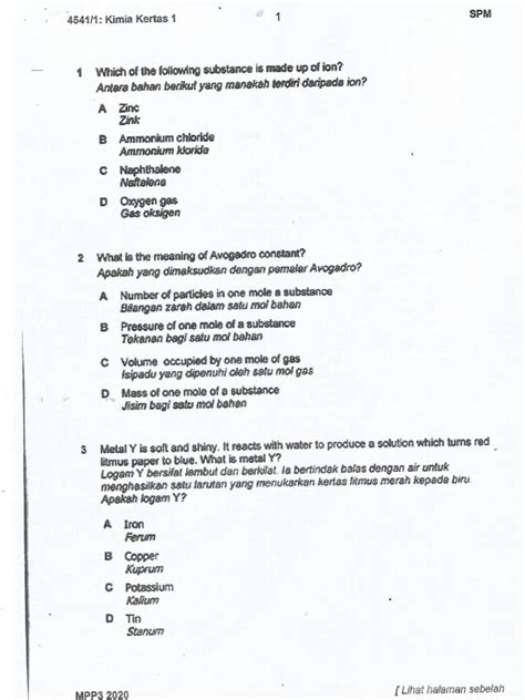 Terengganu Kimia K1 Dan Skema Mpp3 Trial Spm 2020 Pdf