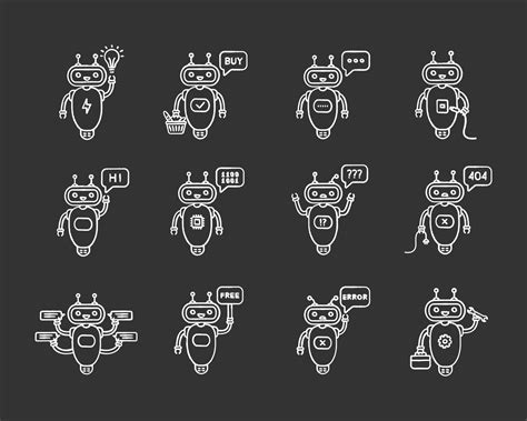 Chatbots Chalk Icons Set 3767677 Vector Art At Vecteezy