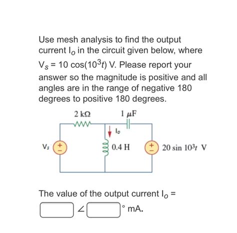 solved use mesh analysis to find the output current loin the
