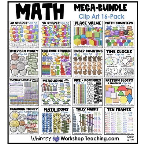 Clip Art Black White Color Images Math Bundle Whimsy Workshop Teaching