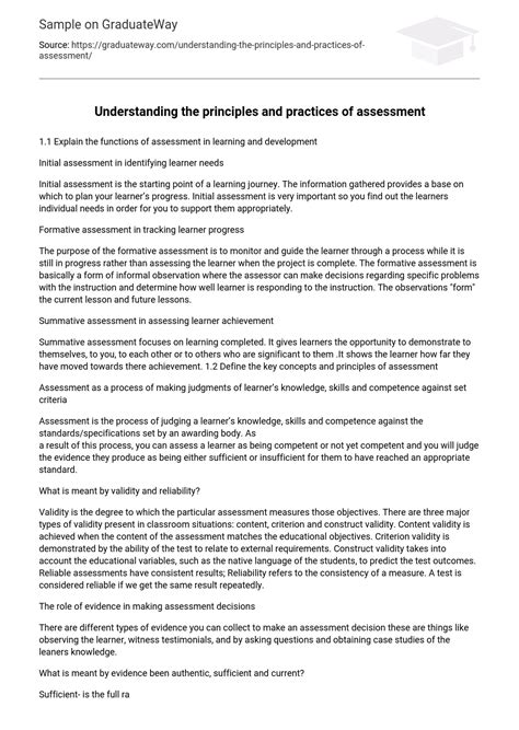 ⇉understanding The Principles And Practices Of Assessment Essay Example