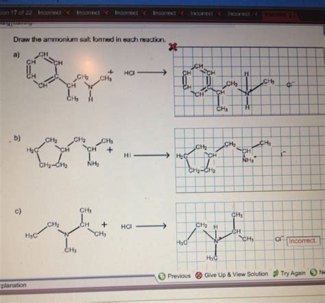 Solved Draw The Ammonium Salt Formed In Each Reaction