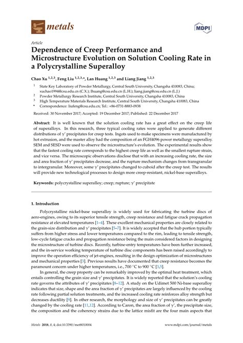 Pdf Dependence Of Creep Performance And Microstructure Evolution On