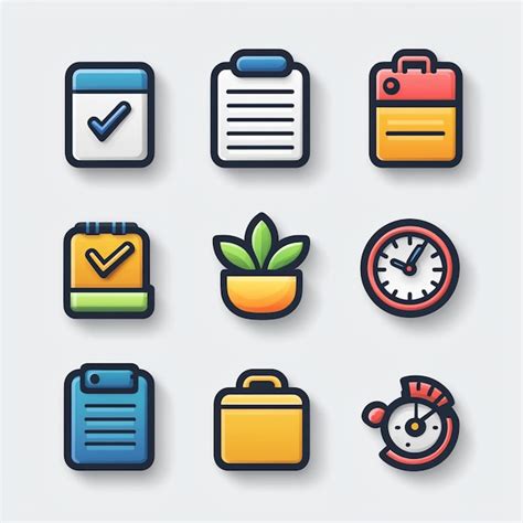 Colorful Checklist And Time Management Icons Set Premium Ai Generated Image