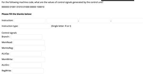 Solved For The Following Machine Code What Are The Values Chegg Com