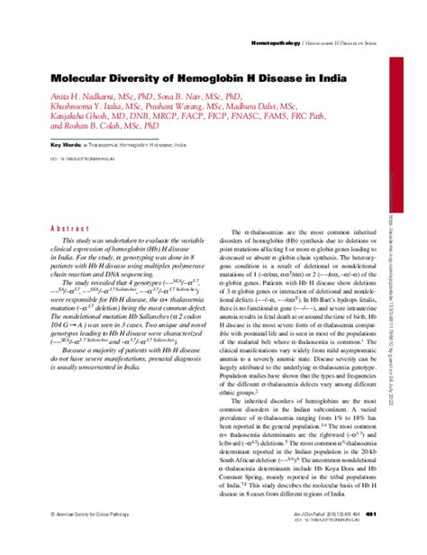 Pdf Molecular Diversity Of Hemoglobin H Disease In India Table 1