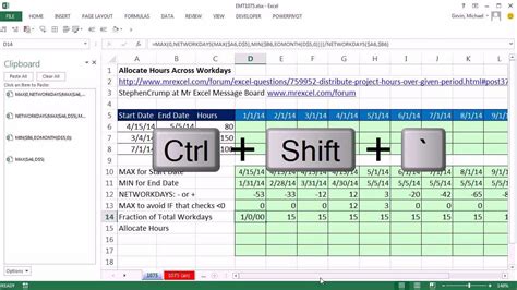 excel magic trick 1075 allocate hours across workdays for each month