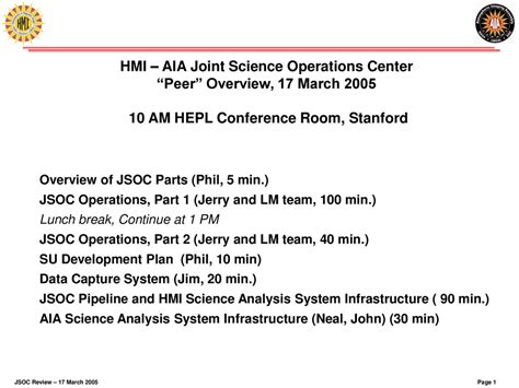 hmi aia joint science operations center “peer” overview 17 march am