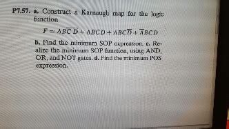 Solved Construct A Karnaugh Map For The Logic Function F Chegg Com