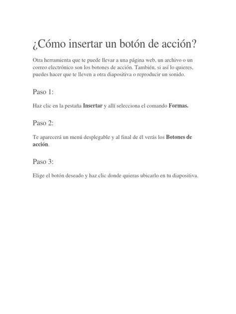 Cómo Insertar Un Botón De Acción Pdf Point And Click Microsoft Powerpoint