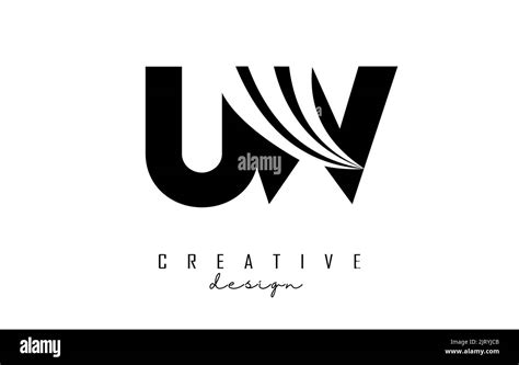 creative black letter uw u w logo with leading lines and road concept
