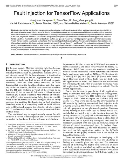 Fault Injection For Tensorflow Applications Pdf Machine Learning