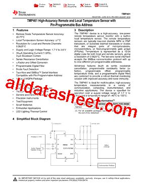 TMP461 SP Datasheet PDF Texas Instruments
