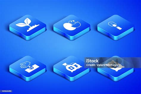 식물 식물 씨앗 금이 간 달걀에 작은 병아리 삽 아이콘의 씨앗으로 가득 찬 세트 팩 벡터 3차원 형태에 대한 스톡 벡터 아트 및 기타 이미지 Istock