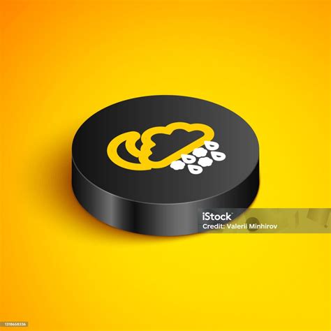 노란색 배경에 고립 된 눈 비 및 달 아이콘이있는 등도 성 라인 구름 날씨 아이콘 검은 색 원 버튼 벡터 0명에 대한 스톡 벡터 아트 및 기타 이미지 Istock