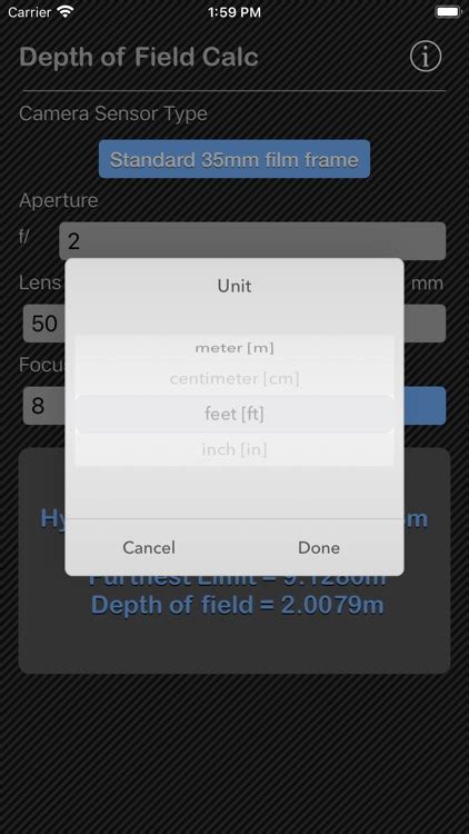 Depth Of Field Calculator By Nitrio