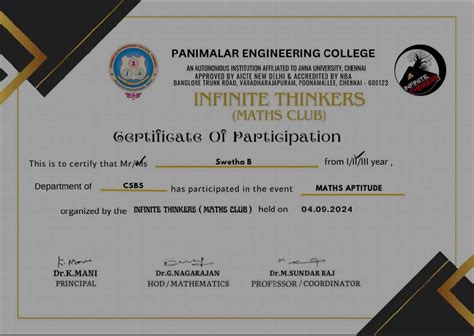 Swetha B On Linkedin Certificate Of Participation