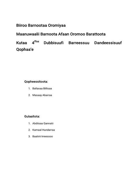Afaan Oromoo Kutaa 4ffaa Pdf