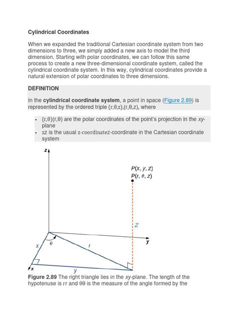 Cylindrical Coordinates Pdf Coordinate System Cartesian Coordinate System