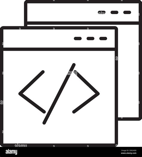 Web Browser Coding Icon Over White Background Line Style Vector Illustration Stock Vector
