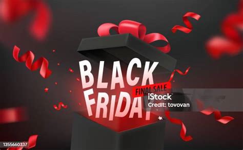 빨간 리본과 선물 상자블랙 프라이데이 최종 판매 벡터 배너 3차원 형태에 대한 스톡 벡터 아트 및 기타 이미지 3차원 형태 개념 개념과 주제 Istock
