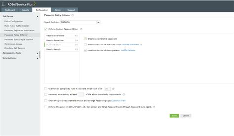how to configure password policy enforcer adselfservice plus