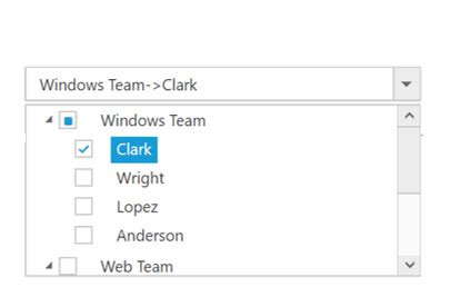 Textmode With DropDownTree Widget For Syncfusion Essential JS