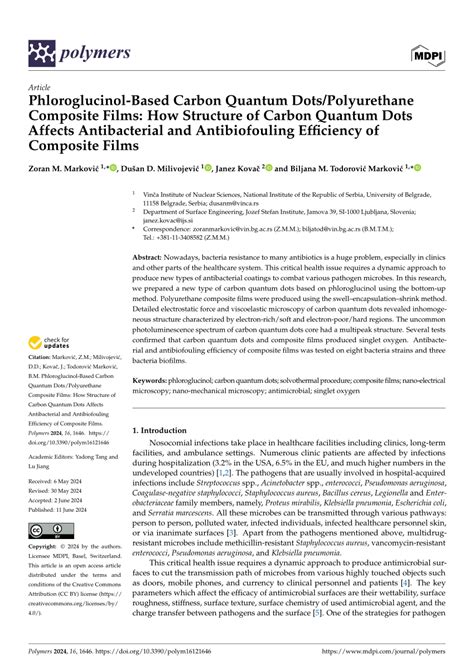 Pdf Phloroglucinol Based Carbon Quantum Dotspolyurethane Composite