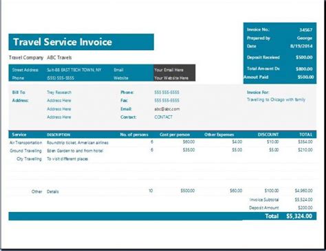 Explore Our Sample Of Airline Ticket Invoice Template Service Trip