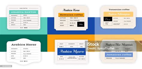 커피 라벨 아라비카 포장을 위한 미니멀한 힙스터 스티커 텍스트와 콩 로스트 인포그래픽이 있는 클래식한 오래된 우표 광고 인쇄