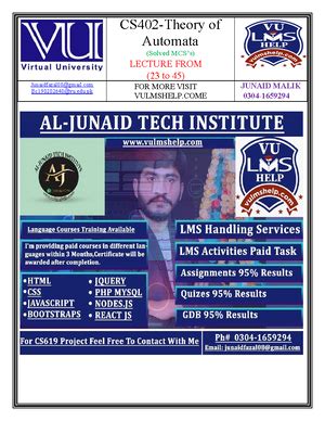 CS Final Term Solved Mcqs By Moaaz CS Theory Of Automata Solved MCQS From Final Term