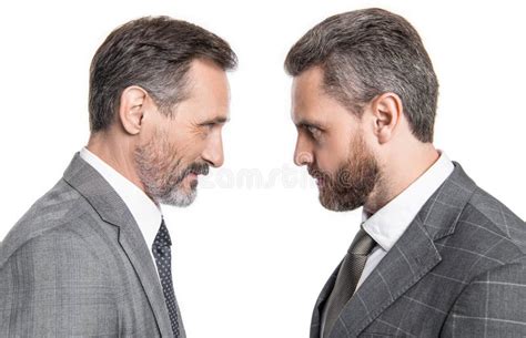 Conflict Of Businessmen In Suit Photo Of Businessmen Has Conflict Look At Each Other Stock