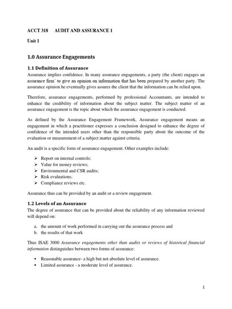 Acct 318 Audit And Assurance 1 Pdf Audit Internal Audit