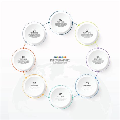 Basic Circle Infographic Template With 8 Steps Process Or Options Process Chart Used For