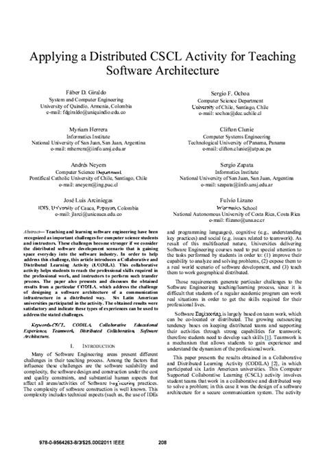 Pdf Applying A Distributed Cscl Activity For Teaching Software Architecture