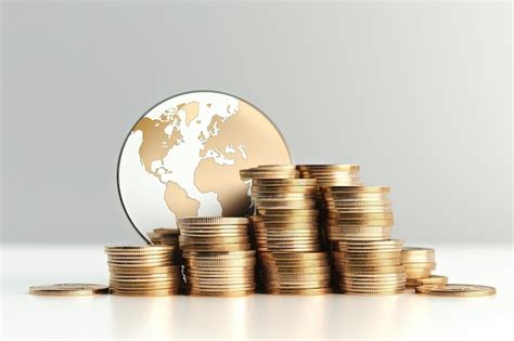 Premium Photo Illustration Of An Earth Globe Next To Stacks Of Coins White Background