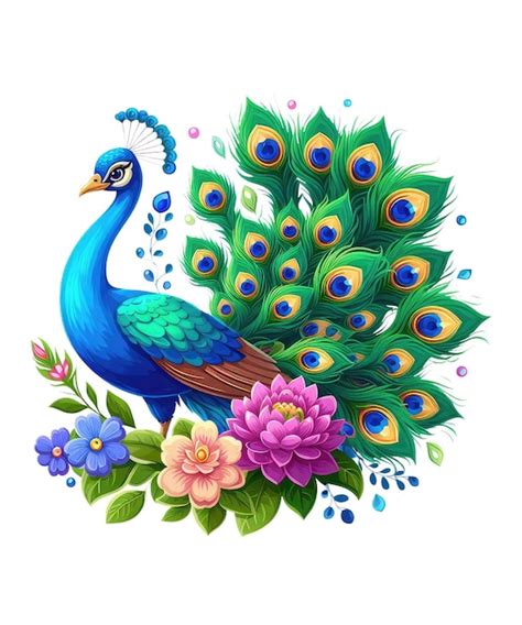 Premium Vector Beautiful Peacock Cartoon On White Background