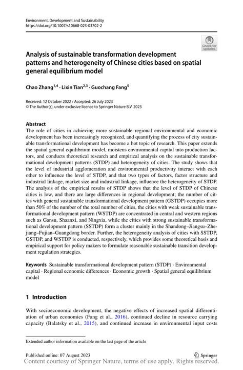 Analysis Of Sustainable Transformation Development Patterns And Heterogeneity Of Chinese Cities