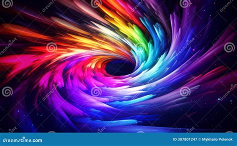 Colored Neon Swirling Vortex Neural Network Ai Generated Stock Image
