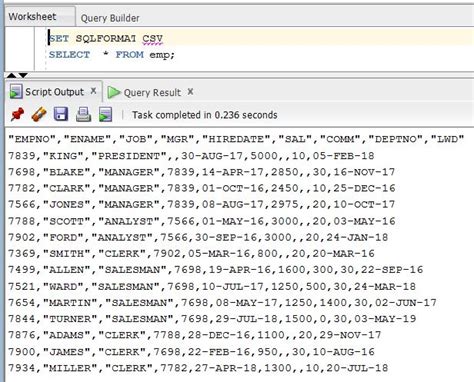 Sqlformat Csv Json Xml Format Output Of Sql In Sqldeveloper