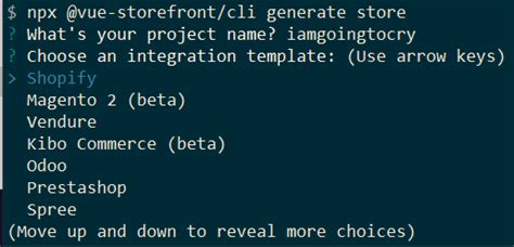 commercetools integration template is missing from generate store