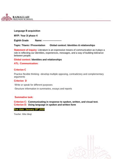 titanic project 2020 pdf