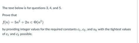 solved prove thatf n 5n2 2ninΘ n2 by providing integer