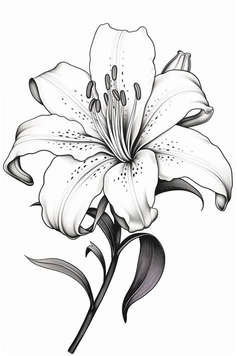 Lily Flower Drawing Outline