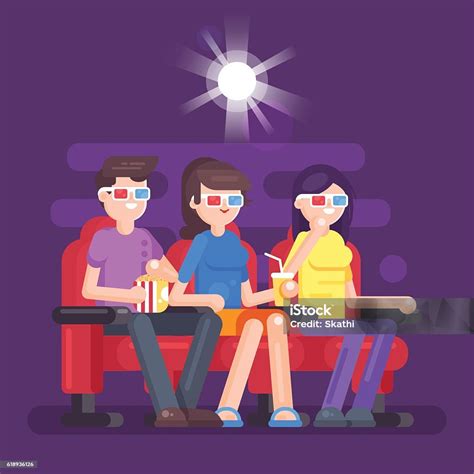 3d 영화를 보는 사람들의 벡터 플랫 스타일 일러스트 가족에 대한 스톡 벡터 아트 및 기타 이미지 가족 개체 그룹 남성 Istock