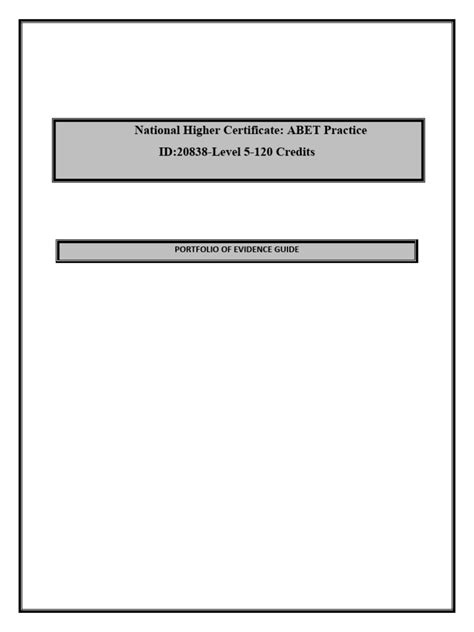 National Higher Certificate Abet Practice 20838 Poe Template Pdf